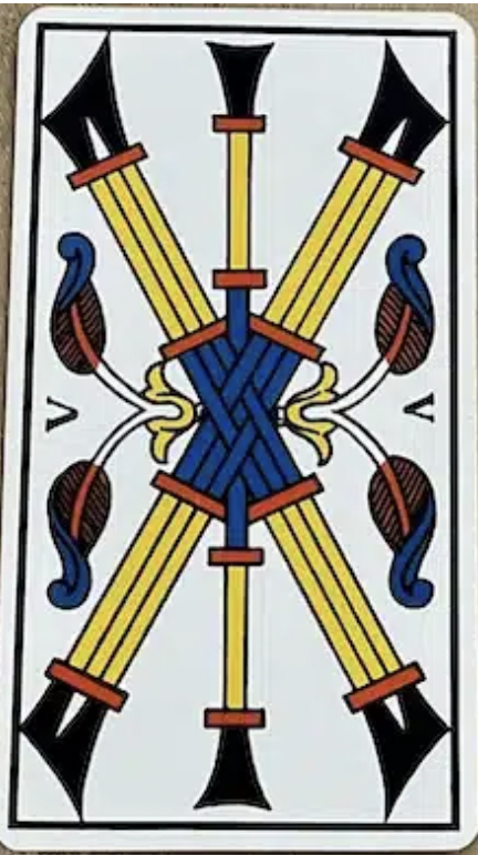 Les mineurs du Tarot de Marseille – Les Bâtons – Le 6 de bâton – COURASTRO